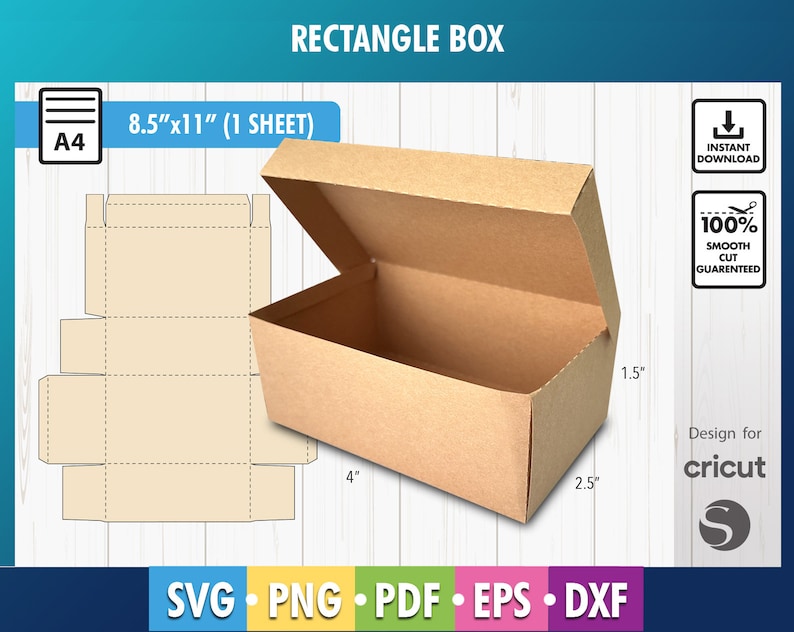Rectangle Box Template, Shoe Box Template, Box Template Svg, Gift Box ...