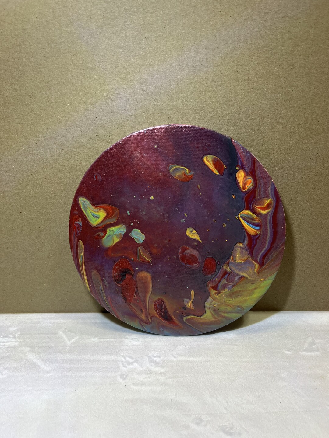 Acrylic Poured Canvas 10" Circle - Etsy