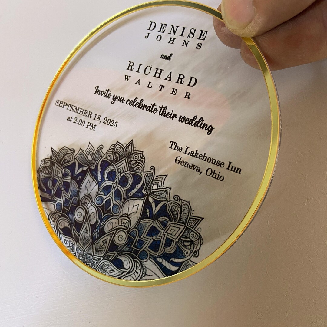 Circle Acrylic Invitation, Wedding Card, Birthday Party Clear ...