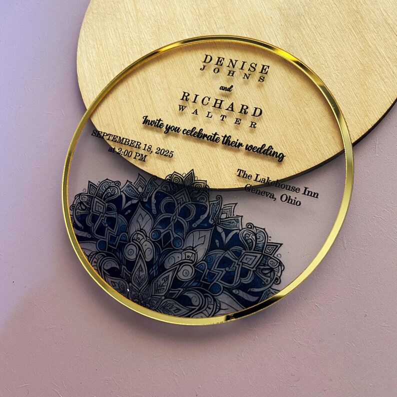 Circle Acrylic Invitation, Wedding Card, Birthday Party Clear ...