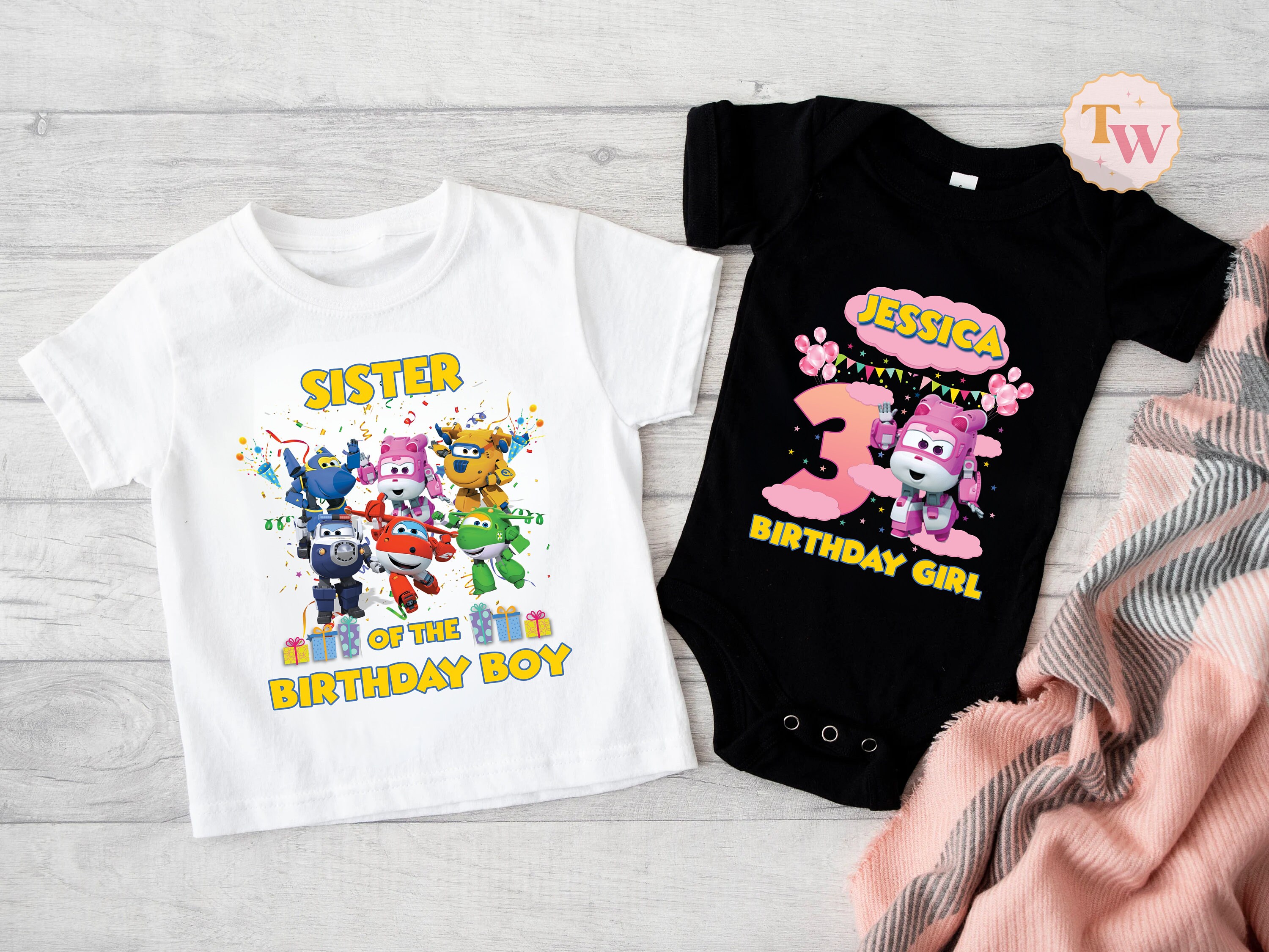 Super Wings Family Birthday Shirt, Jett and Dizzy Couple Birthday ...