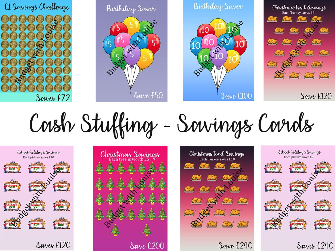 8 X Different Savings Challenges Cards Bundle - Etsy