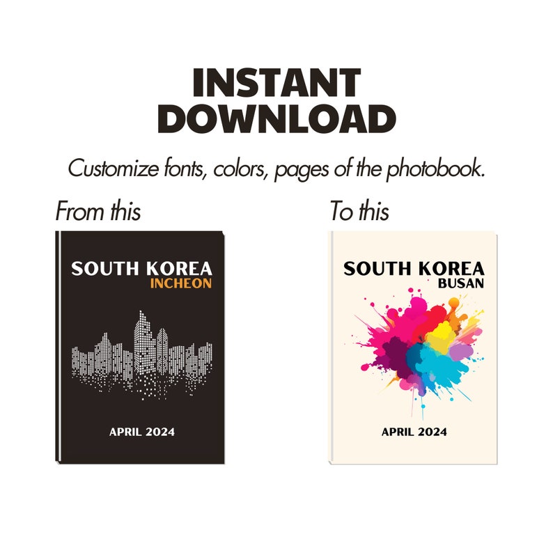 Korea Travel Photobook Bundle, Canva Editable, Printable Template ...