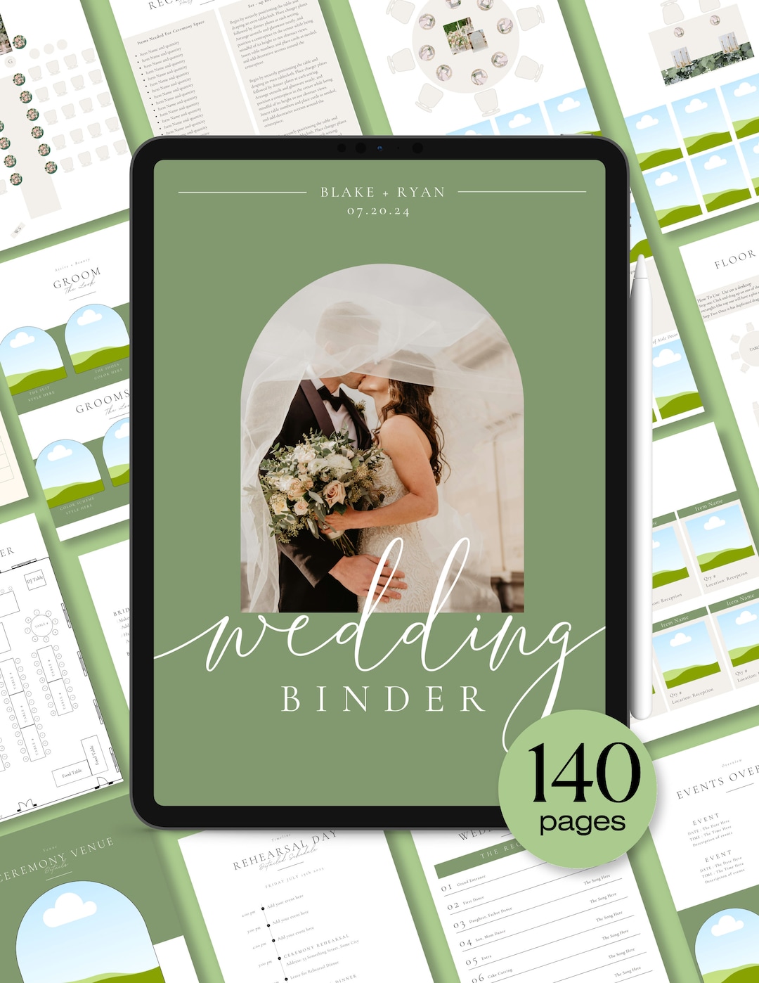 Sage Green Wedding Day Binder Template, Wedding Itinerary, Wedding ...