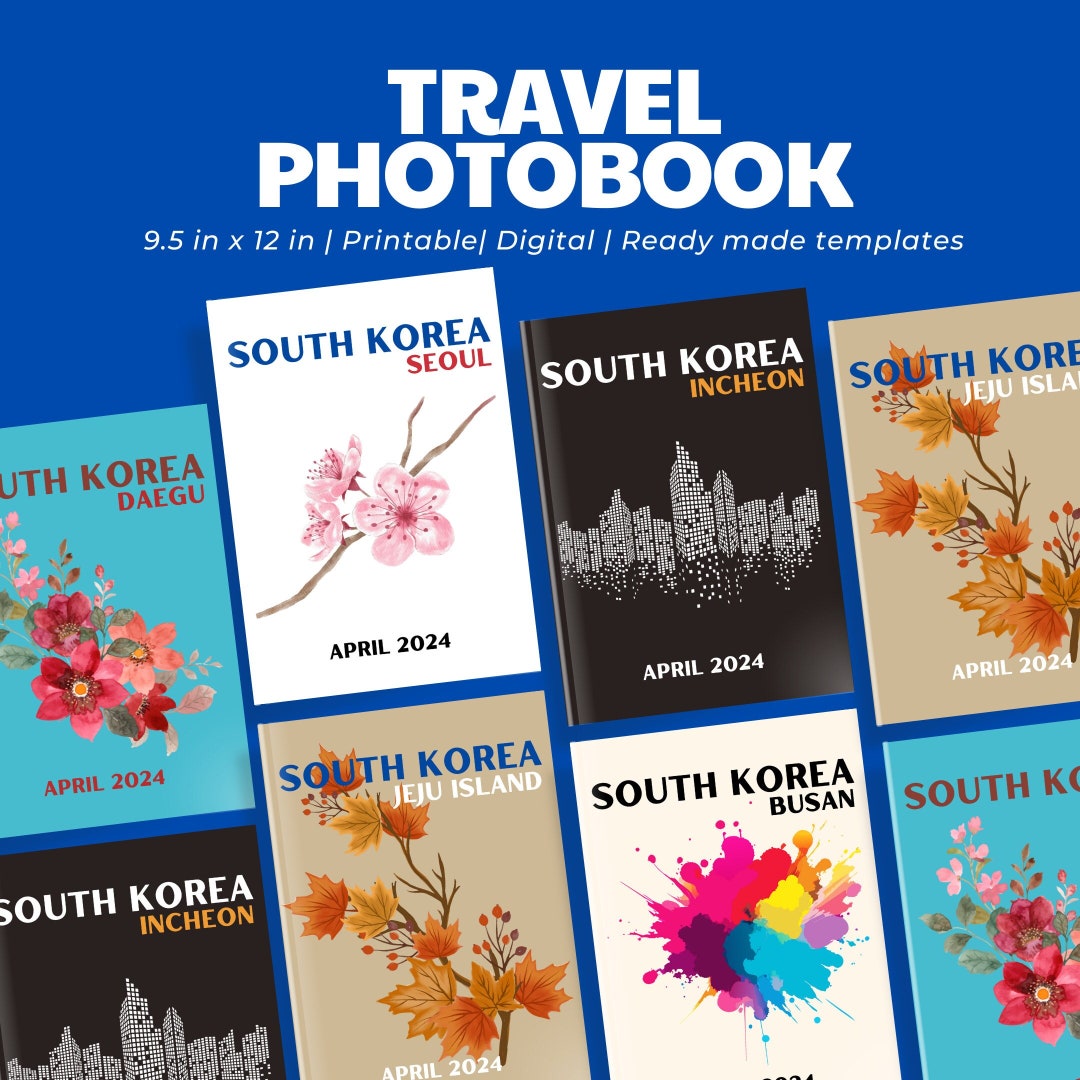 Korea Travel Photobook Bundle, Canva Editable, Printable Template ...