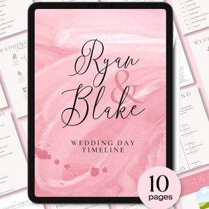 Pastel Pink Themed DIY Wedding Timeline Digital/printable, Canva ...