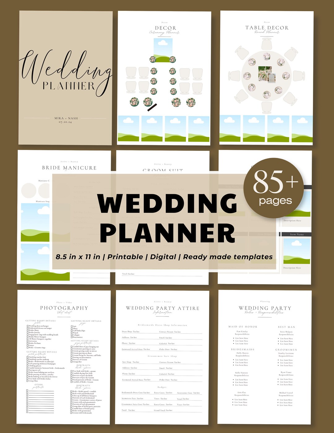 Beige DIY Wedding Planner Printable, Canva Editable Wedding Planning ...