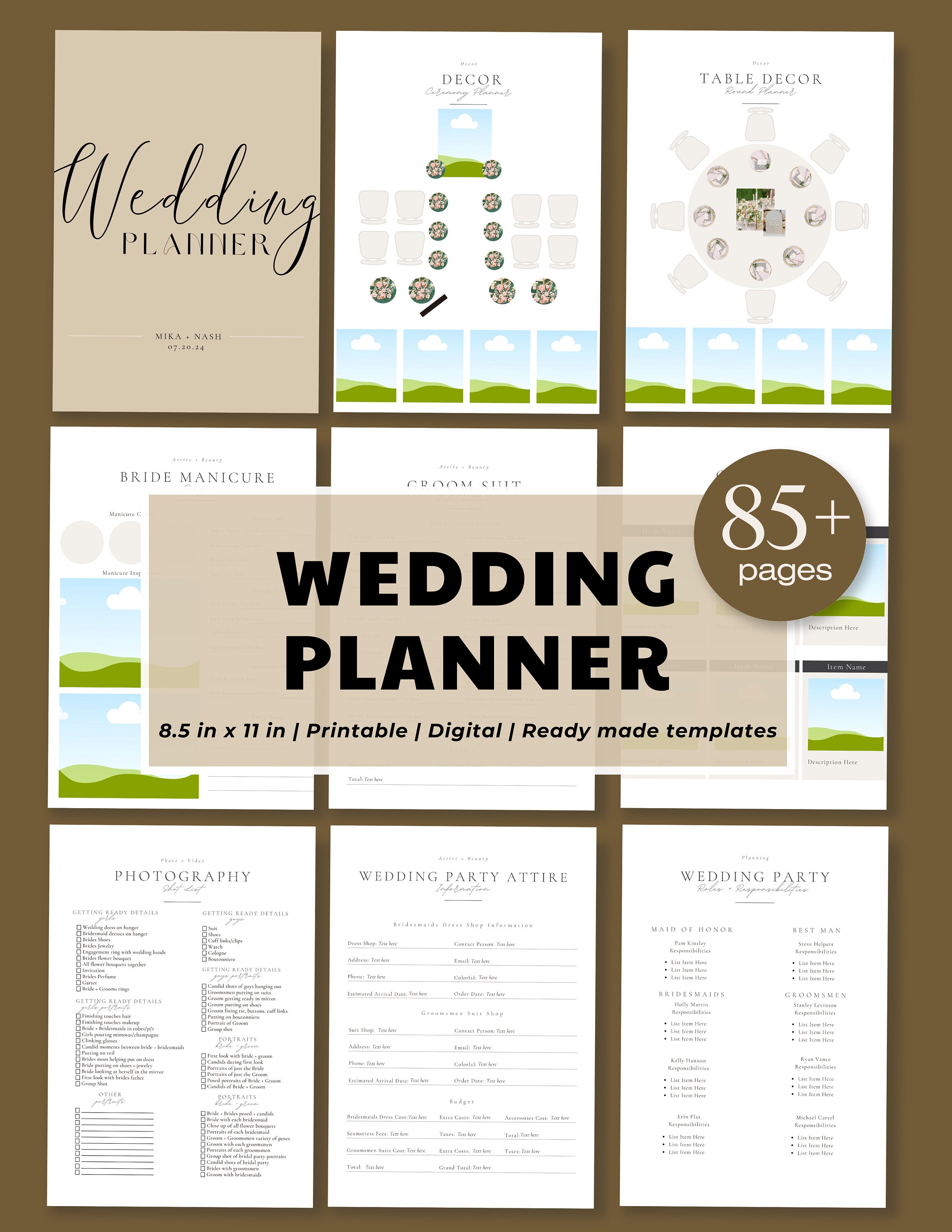Beige DIY Wedding Planner Printable, Canva Editable Wedding Planning ...