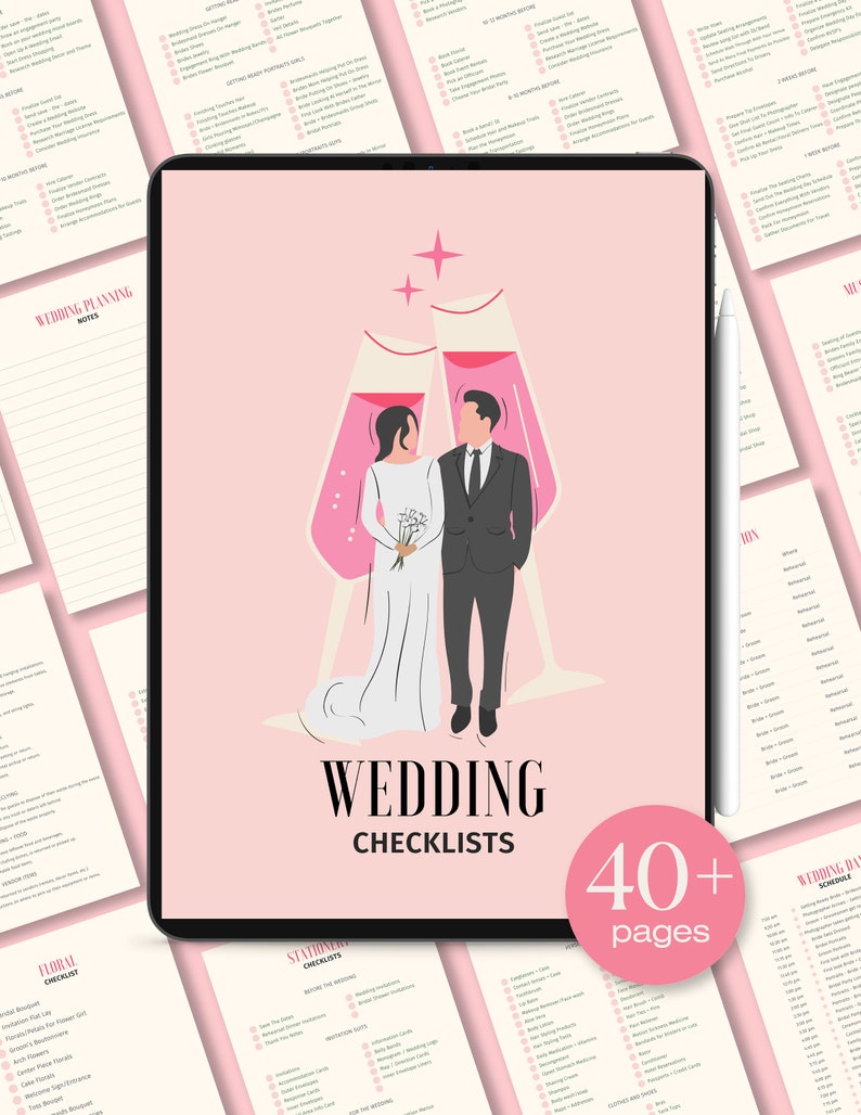 Pastel Pink Wedding Checklist Printable, Canva Editable Wedding ...