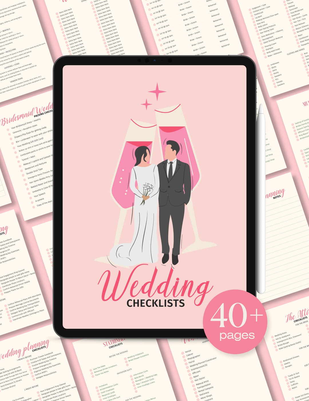 Pink Wedding Checklists, Edit With Canva, Printable Wedding Planning ...