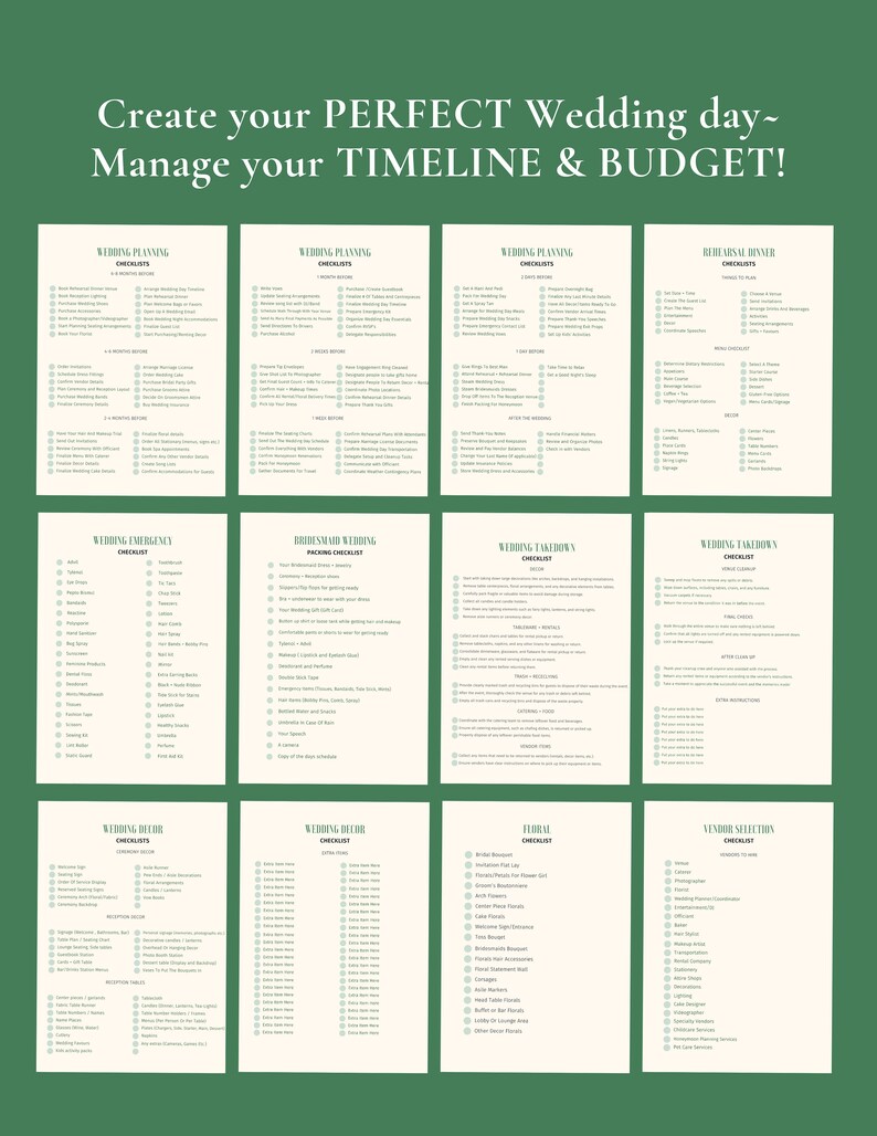 Sage Green DIY Wedding Checklist Printable, Canva Editable Wedding ...
