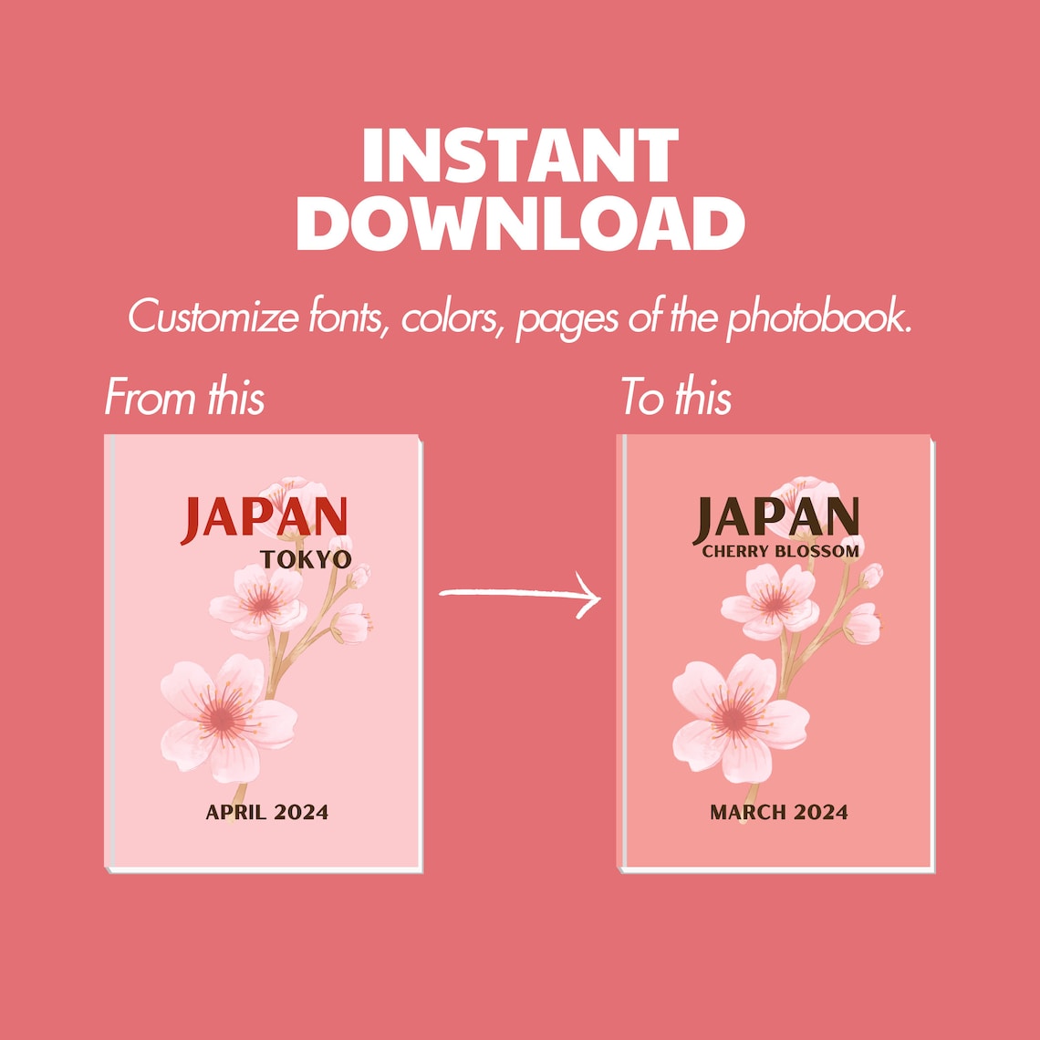 Customizable Japan Travel Photobook, Personalized Cherry Blossom ...