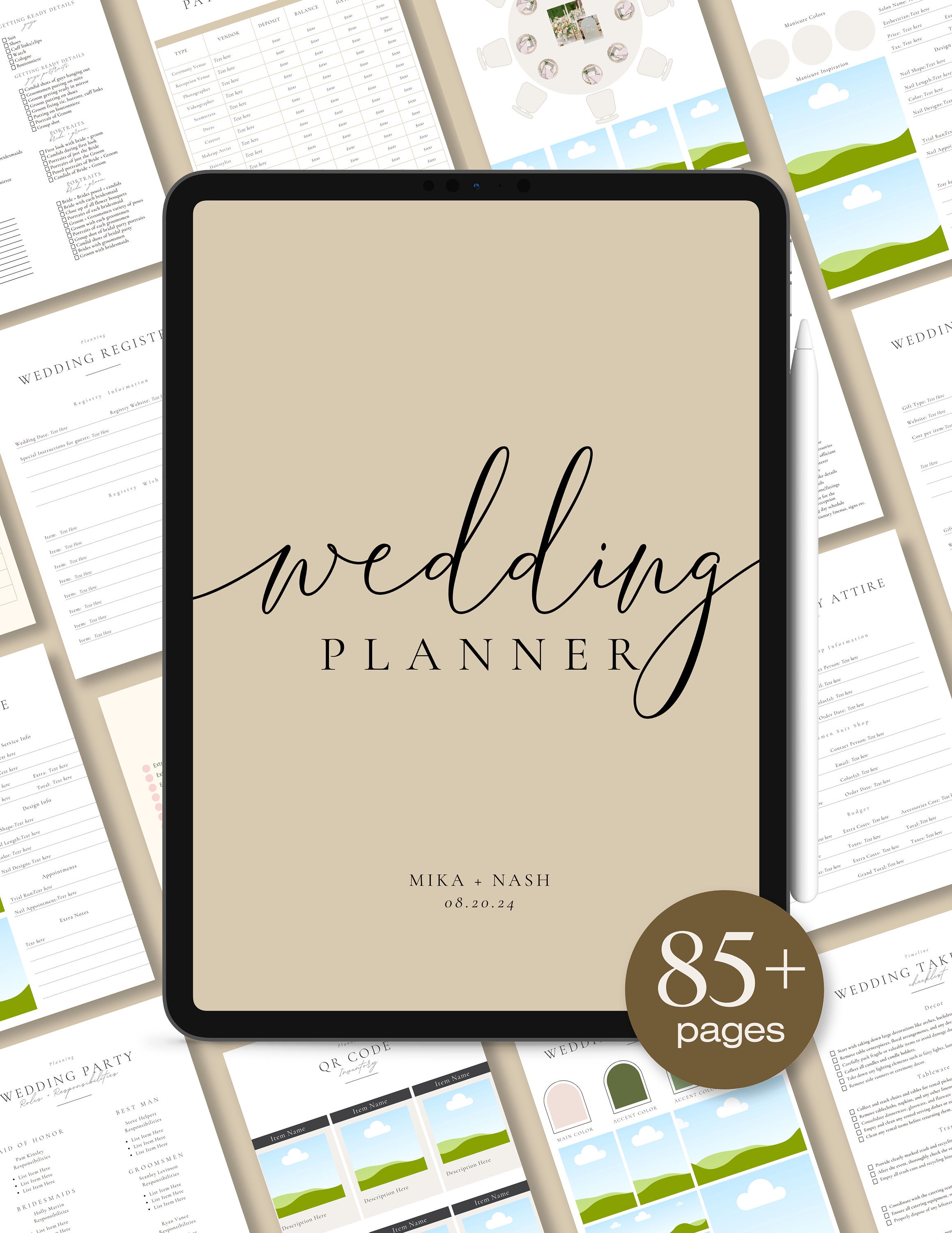 Beige DIY Wedding Planner Printable, Canva Editable Wedding Planning ...