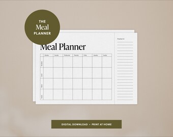 Colorful Printable Weekly Meal Planner Landscape, Food Diary, Meal ...
