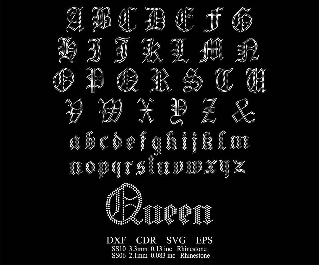 Rhinestone Font Template Svg Dxf Rhinestone Font SS10 Rhinestone Old ...