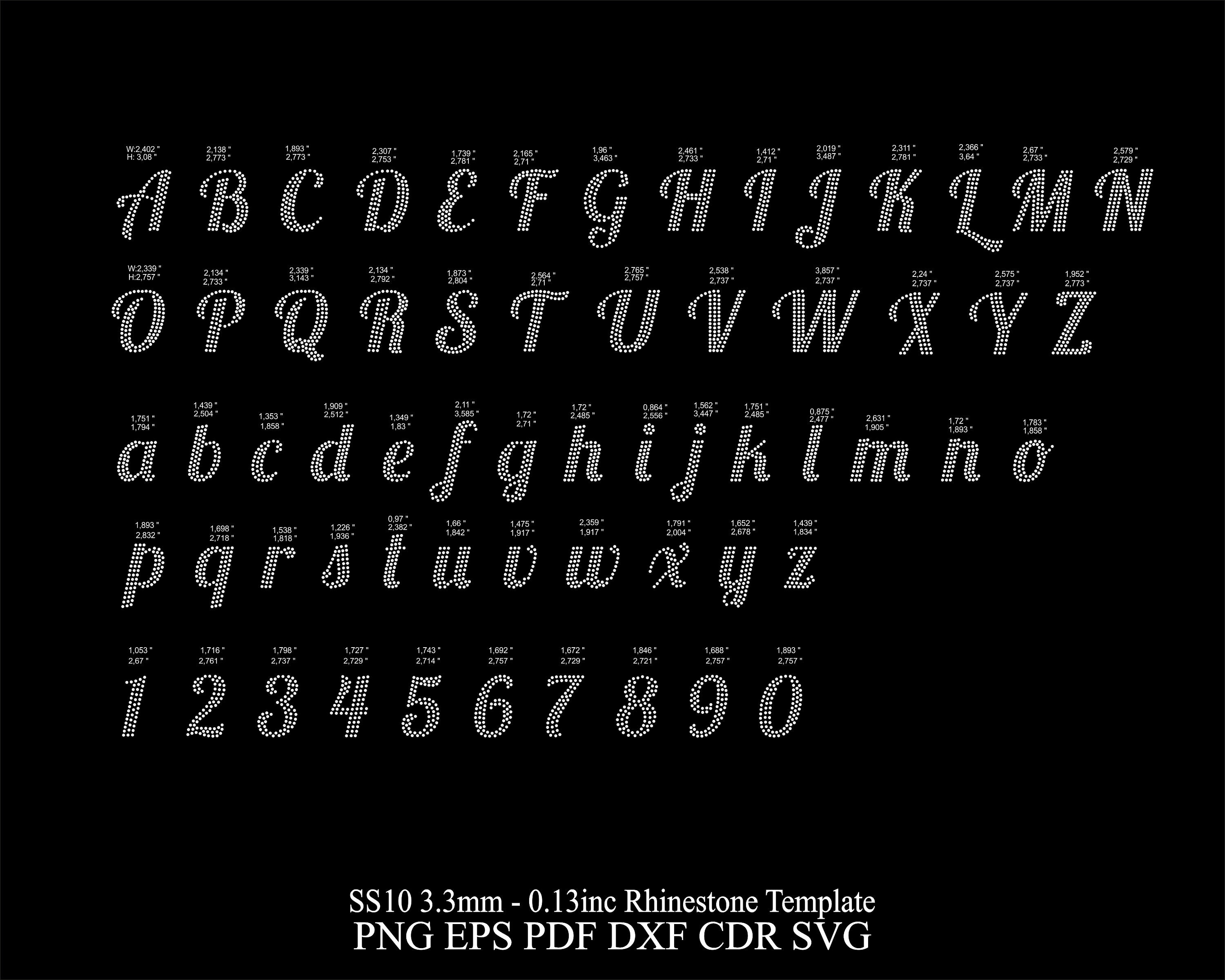 Rhinestone Blessed Alphabet Template Rhinestone Font SS10 Rhinestone ...