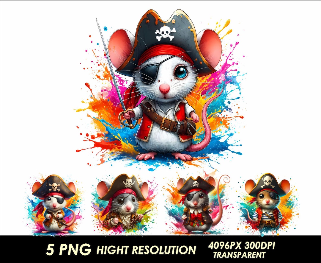 5 Png Pirate Mouse High Quality Sublimation Printing Digital Download T ...