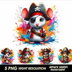 5 Png Pirate Mouse High Quality Sublimation Printing Digital Download T ...