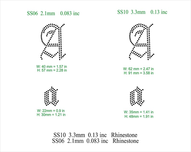 Rhinestone Font Template Svg Dxf Rhinestone Font SS10 Rhinestone Old ...