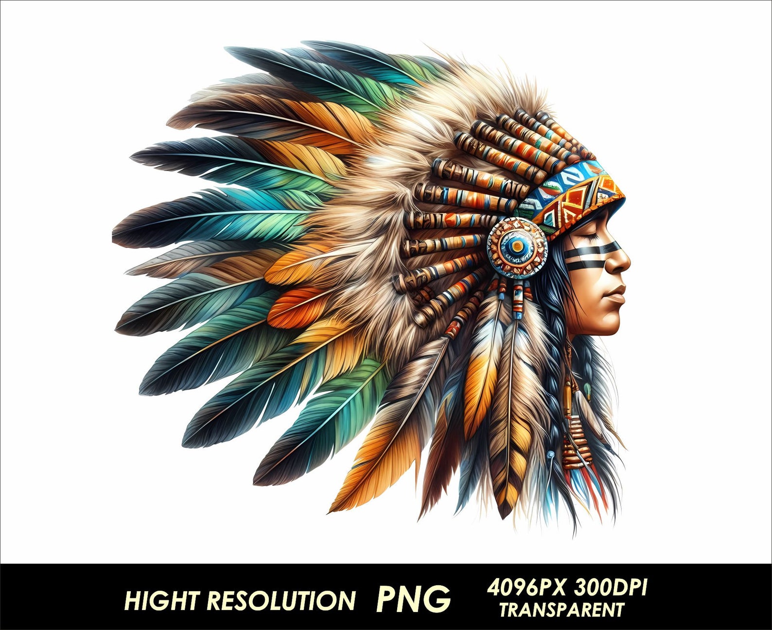 American İndian Man Png Clipart High Resolution Sublimation Native ...