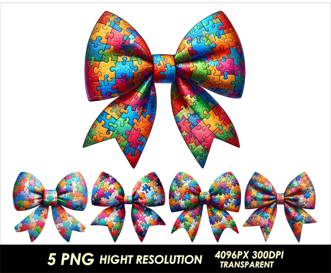 Autism Bow 5 PNG Awareness Desing Autism T-shirt Design Transparent ...