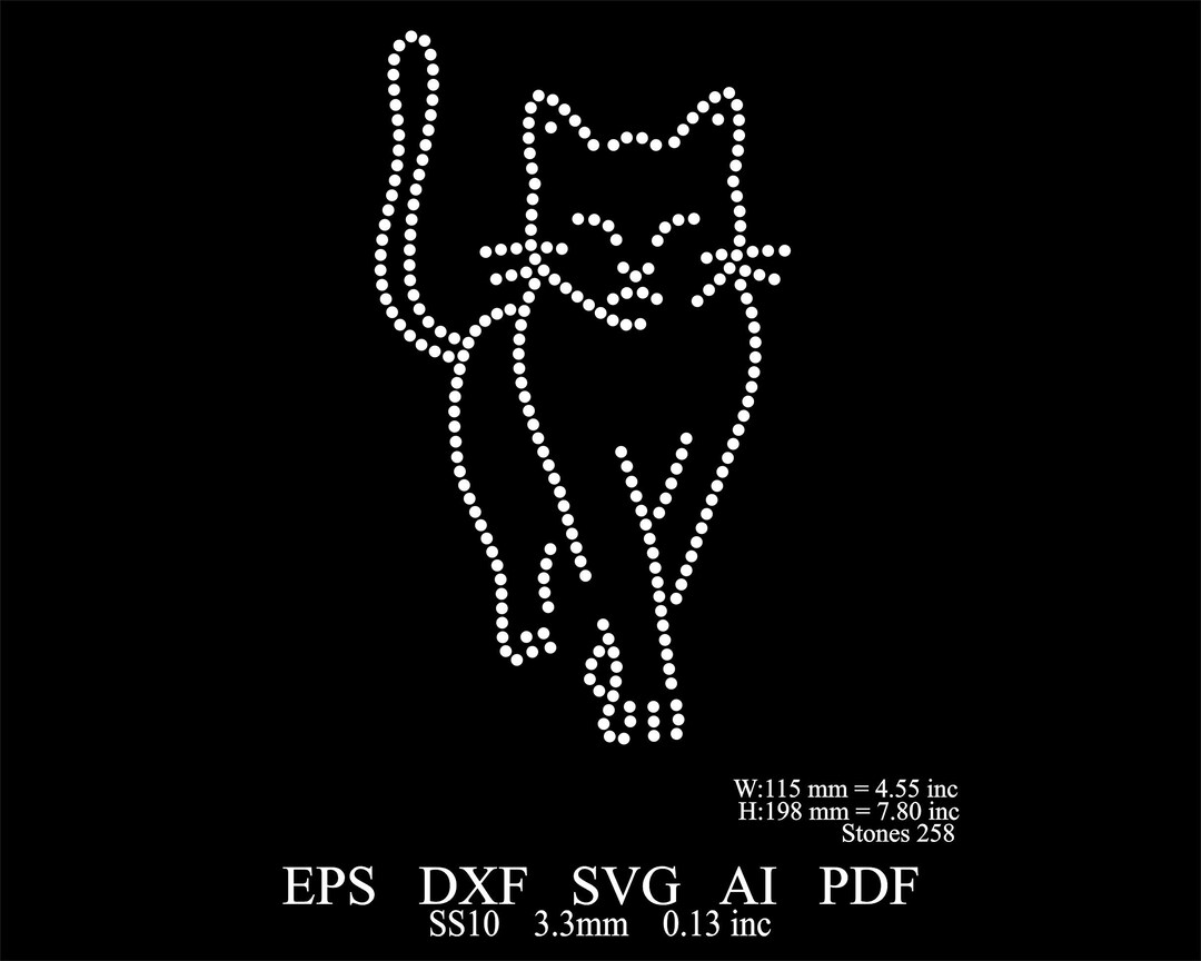 Rhinestone Cat Template Rhinestone SS10 Cat Template Rhinestone Eps Svg ...