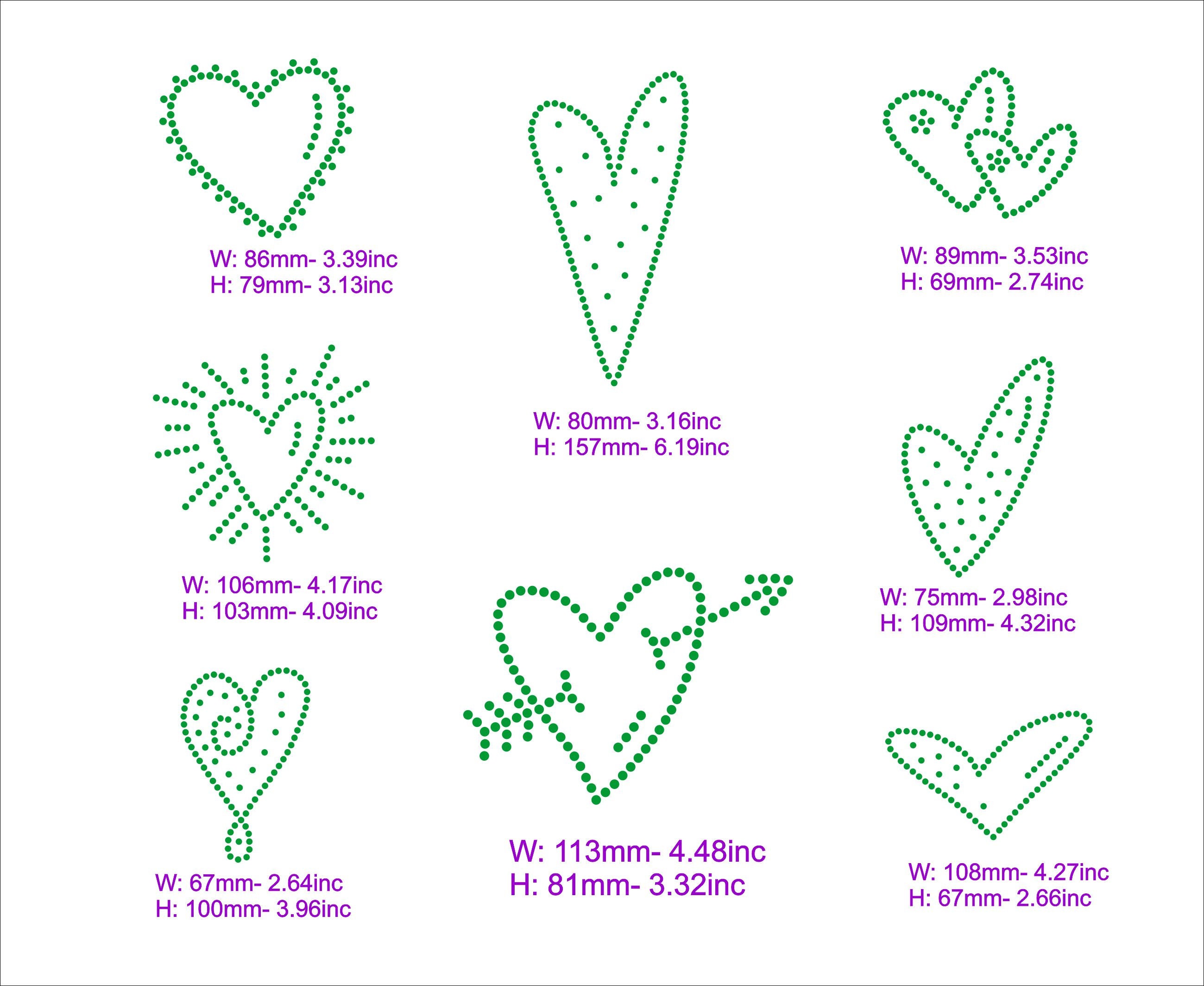 Rhinestone Heart Template Rhinestone 8 Piece SS10 Hearts Design ...