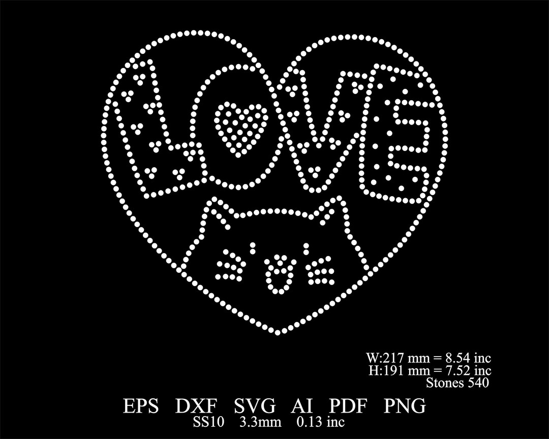 Rhinestone Love Template Rhinestone Cat Love Design Rhinestone Cat Love ...
