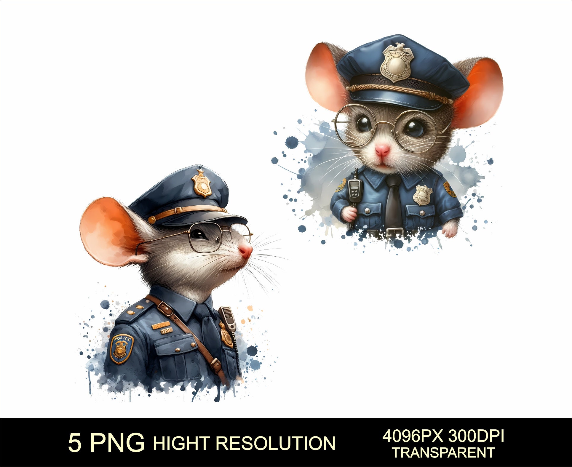 5 Png Police Mouse High Quality Sublimation Printing Digital Download T ...
