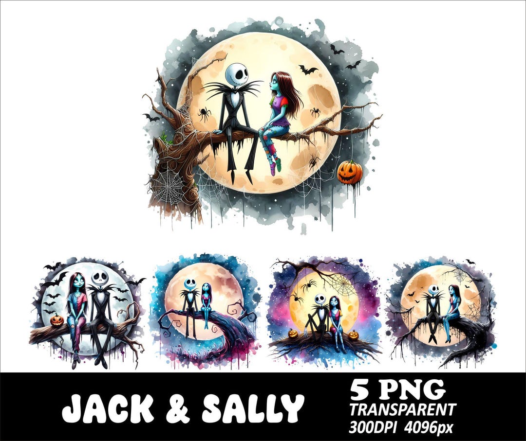 5 PNG Jack and Sally Design PNG File for Sublimation Transparent Png ...