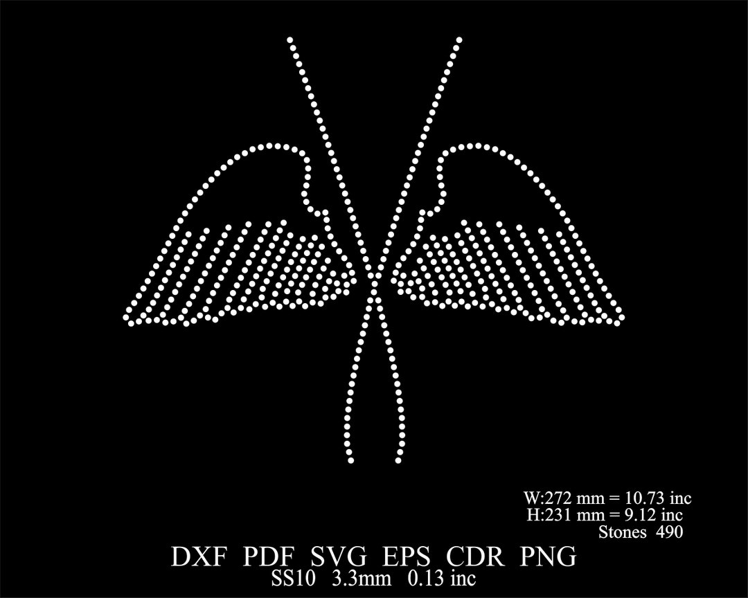 Rhinestone Angel Wing Template Rhinestone Wing Template Rhinestone ...