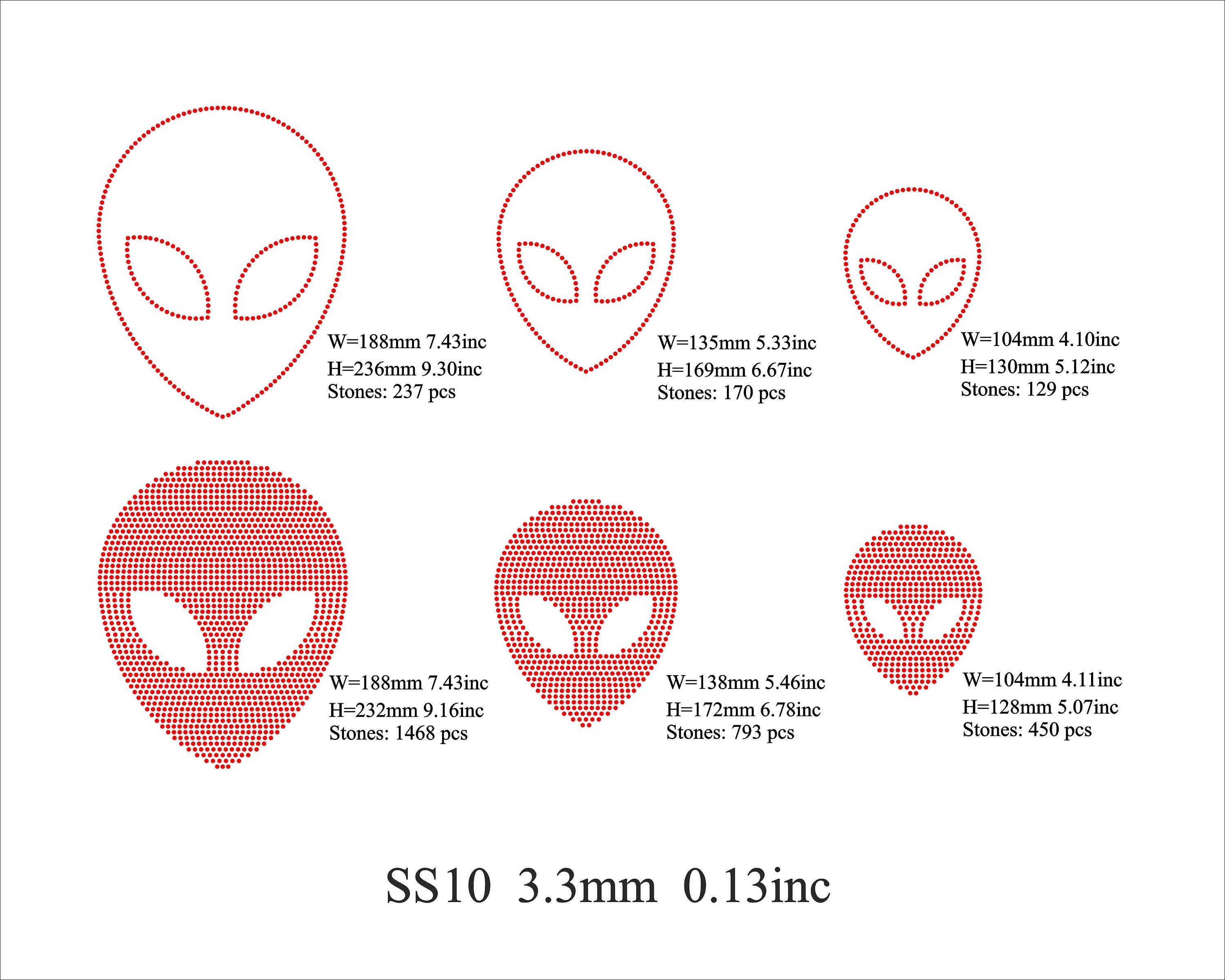 Rhinestone Alien Template SVG Rhinestone SS10 Alien Template - Etsy
