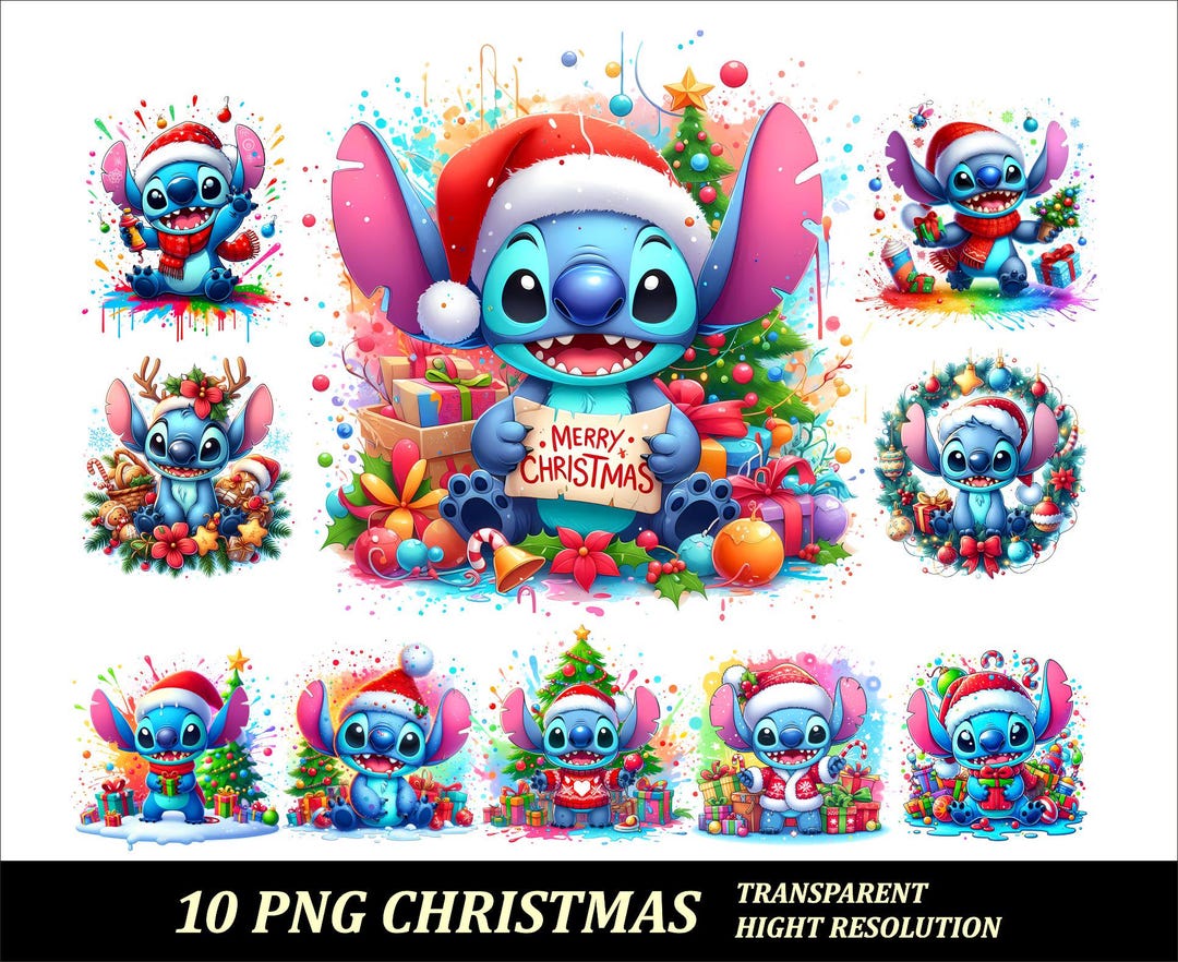 Stitch Bundle 10 PNG Christmas Stitch Design Png Transparent Stitch ...
