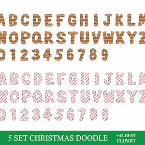 Christmas Doodle Font Alphabet Merry Christmas Doodle PNG Font ...