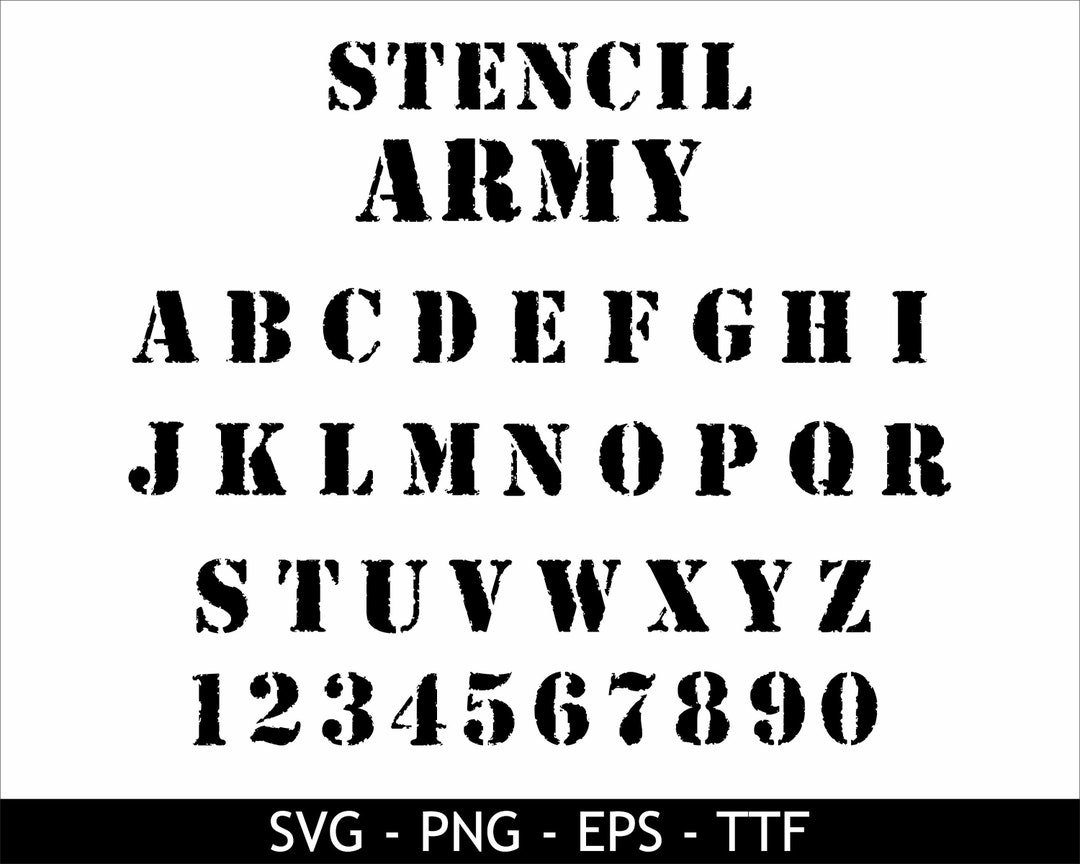 Army Stencil Font Svg Army Alphabet Stencil Font Stencil Letters Svg ...