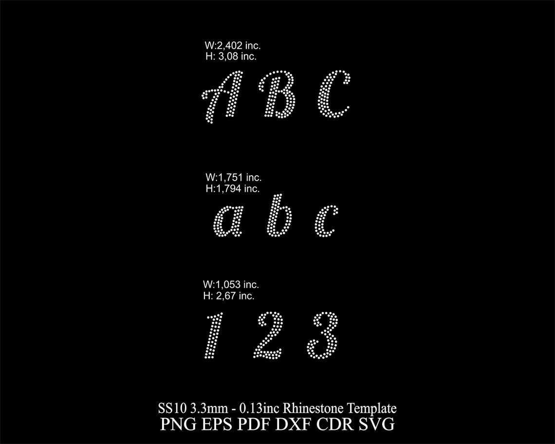 Rhinestone Blessed Alphabet Template Rhinestone Font SS10 Rhinestone ...
