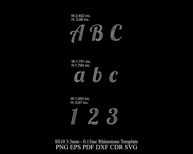 Rhinestone Blessed Alphabet Template Rhinestone Font SS10 Rhinestone ...