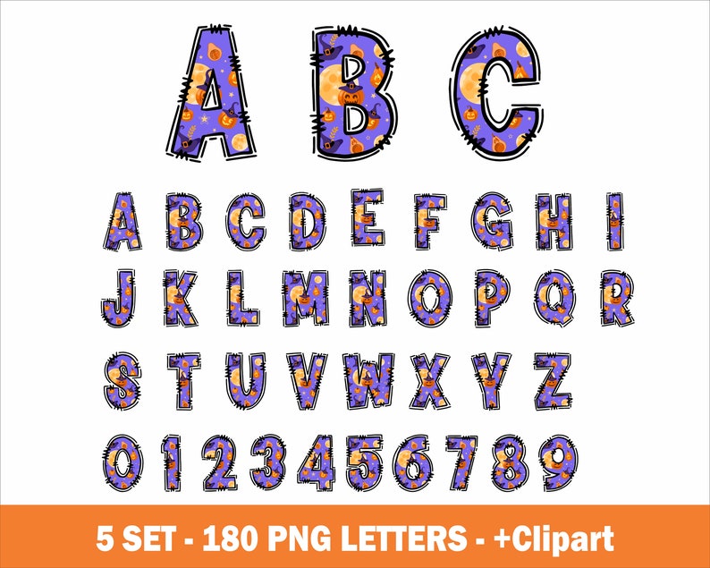 Halloween Doodle Font PNG Halloween Alphabet Png Halloween Doodle ...