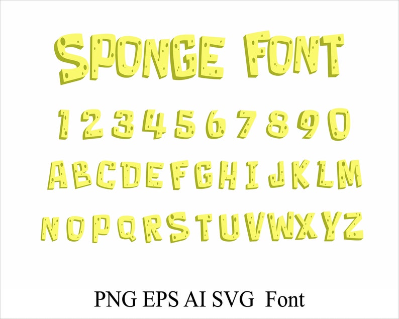 Sponge Alphabet Font Svg Cartoon Alphabet Svg Eps Png Ai - Etsy