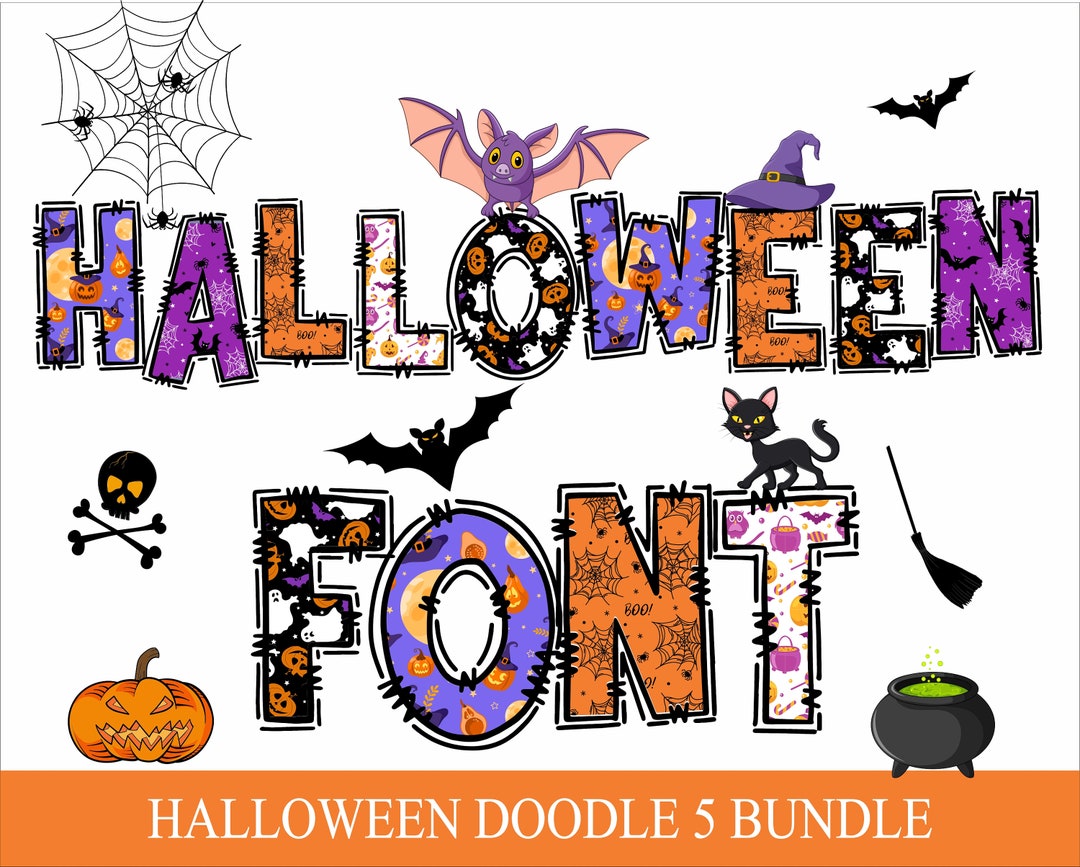 Halloween Doodle Font PNG Halloween Alphabet Png Halloween Doodle ...