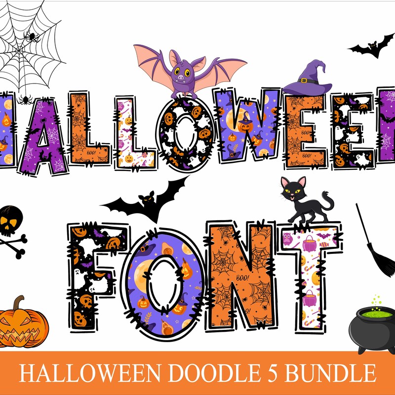 Halloween Doodle Alphabet - Etsy