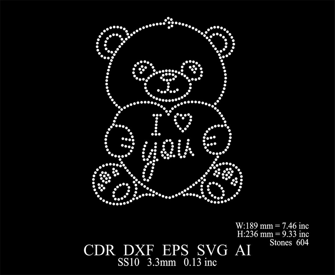 Rhinestone Bear Template Rhinestone Bear Design Rhinestone Svg Eps Ai ...