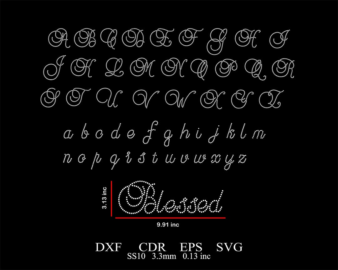 Rhinestone Font Template Rhinestone Script Alphabet Template Rhinestone ...
