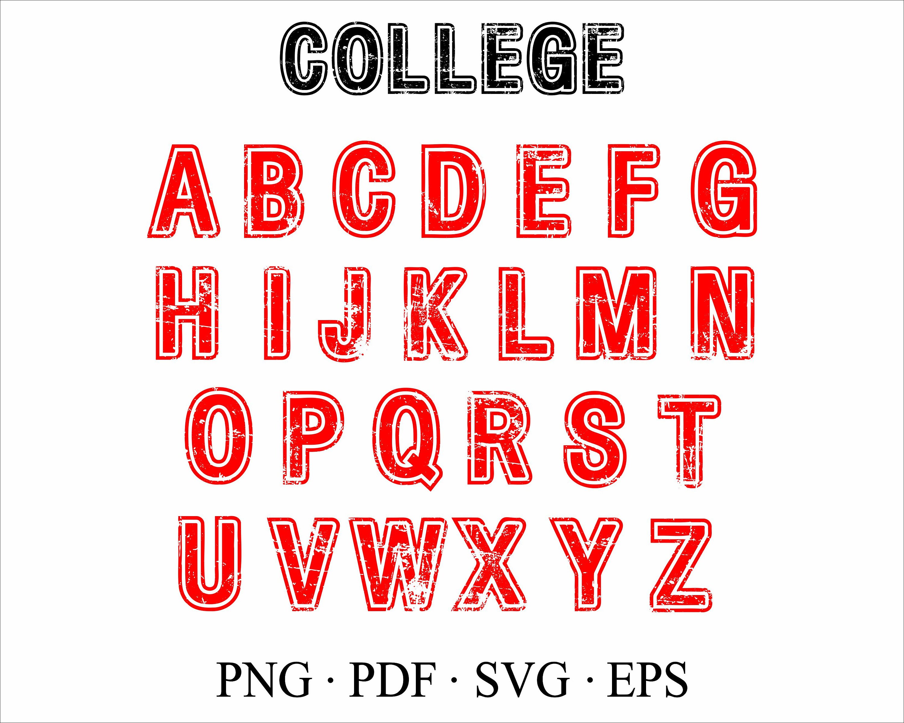 Distressed Font Svg Varsty Font Distressed College Font Svg Png Font ...