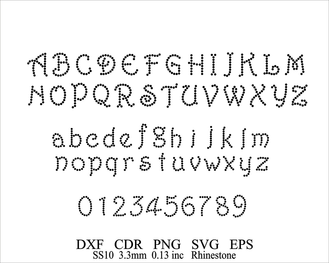 Rhinestone Font Template Svg Rhinestone Font Template Png Dxf SS10 ...