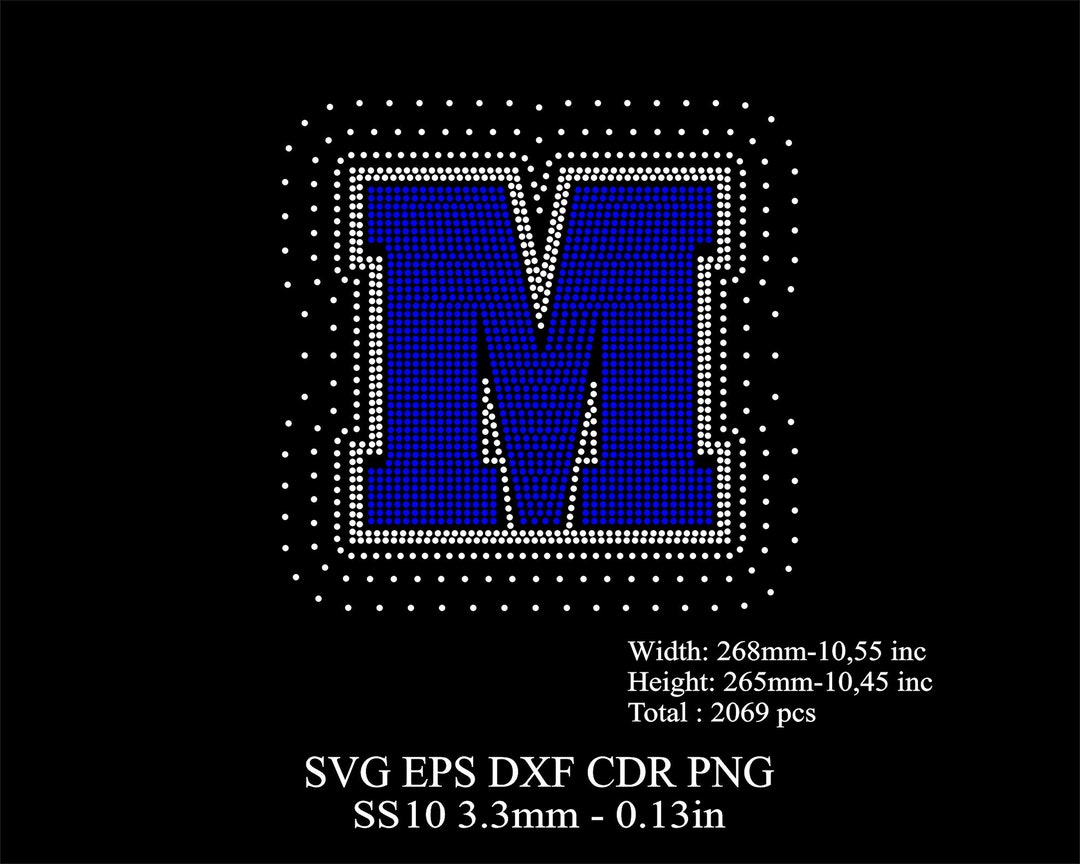 Rhinestone Letters Template SS10 Rhinestone Big M Letters Template ...