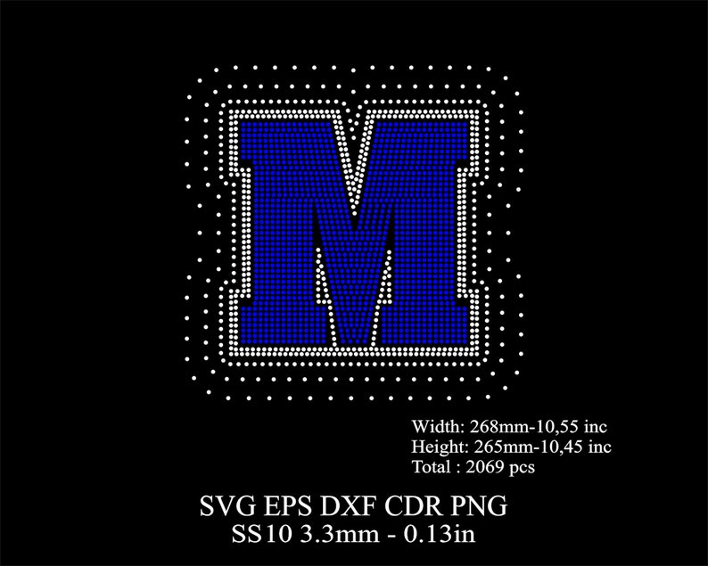 Rhinestone Letters Template SS10 Rhinestone Big M Letters Template ...