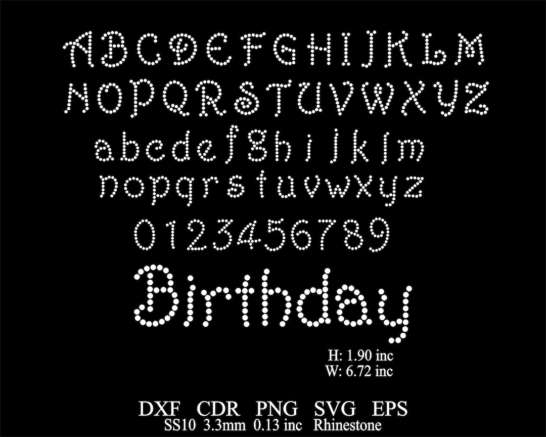 Rhinestone Font Template Svg Rhinestone Font Template Png Dxf SS10 ...