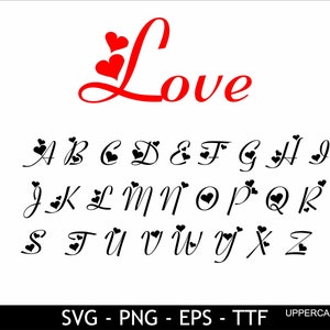 Love Font Svg Valentine's Day Font Svg Love Alphabet Valentine Alphabet ...