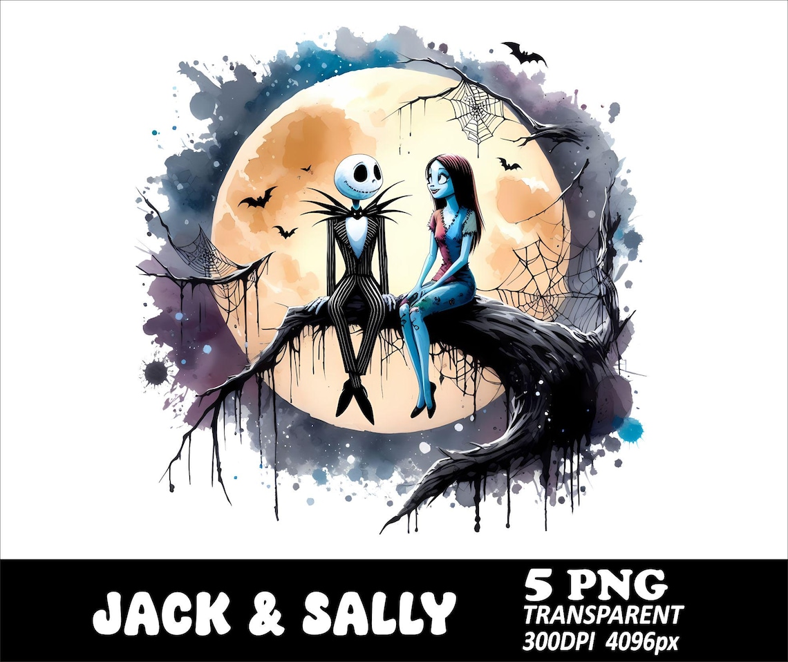 5 PNG Jack and Sally Design PNG File for Sublimation Transparent Png ...